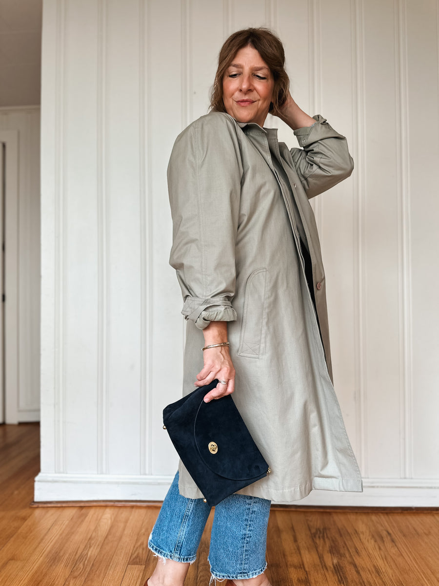 Cope & Co. Petite Flap Bag Midnight Navy Suede Bag - Heirloom Suede Co